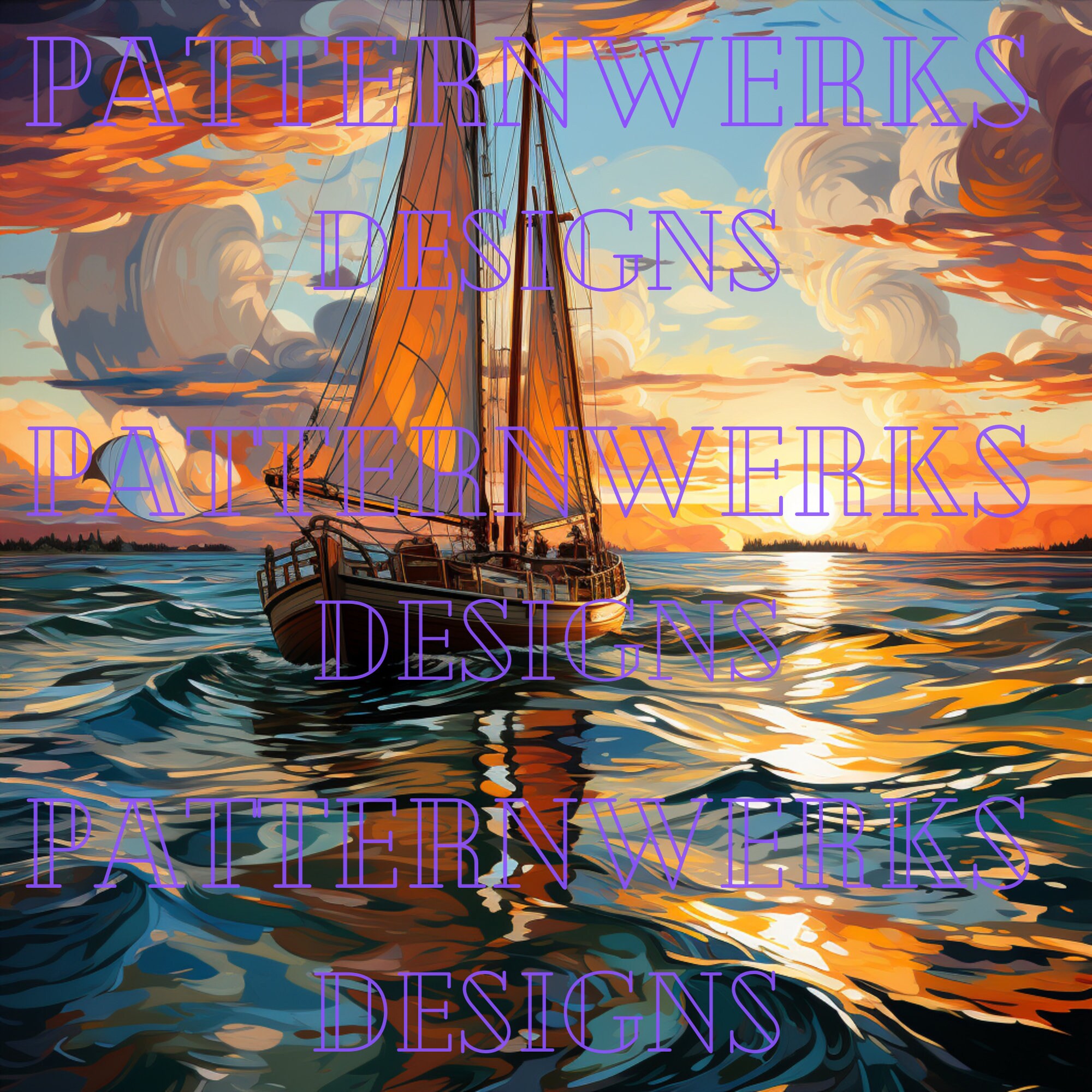 Sailboats at Sunset Digital Paper -- Sailboat Backgrounds -- 12 Designs ...