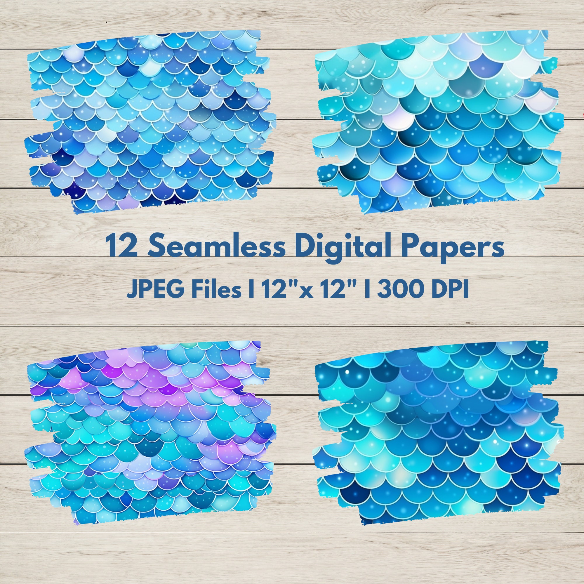 Blue Mermaid Scale Digital Paper Seamless Pattern - Etsy