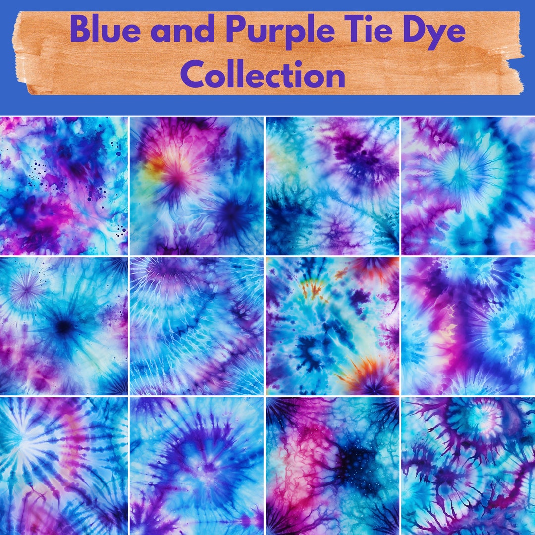 Blue and Purple Tie Dye Digital Paper -- Seamless Pattern -- Tie Dye ...