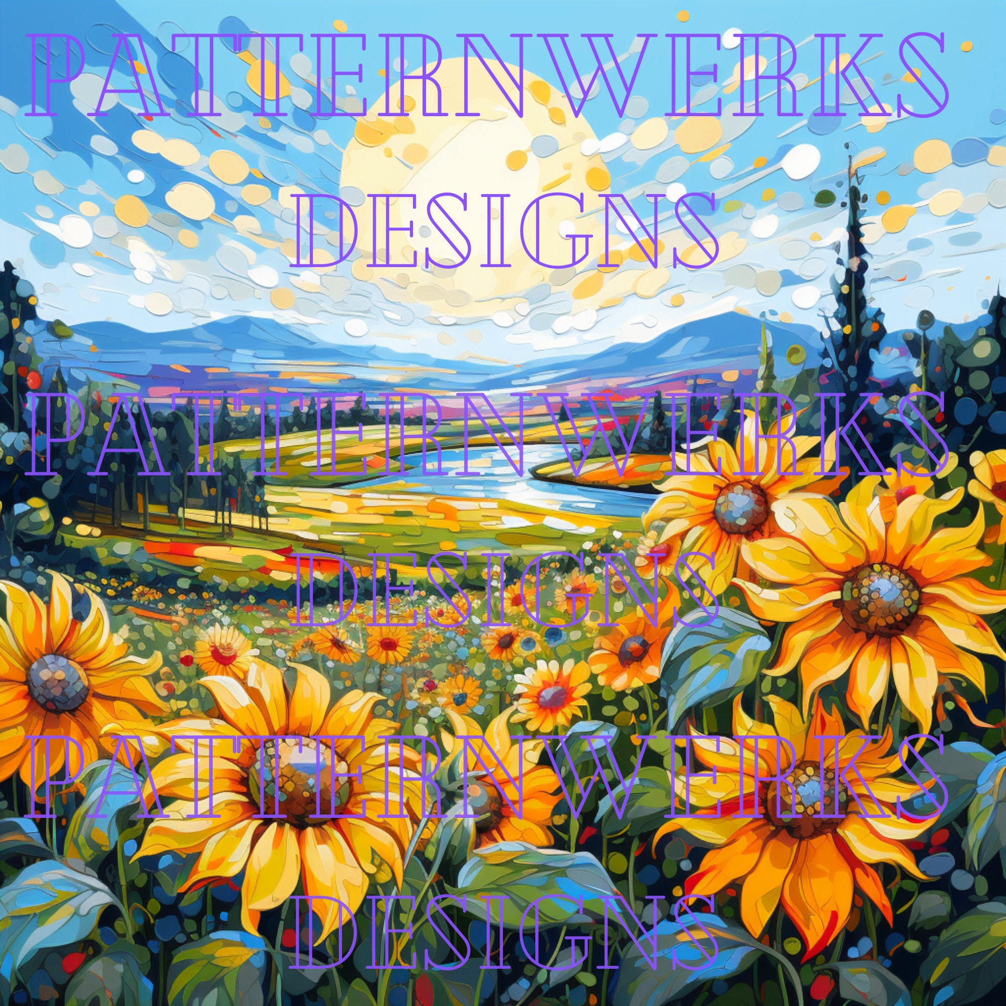Sunflower Field Digital Paper -- Sunflower Backgrounds -- 12 Designs ...