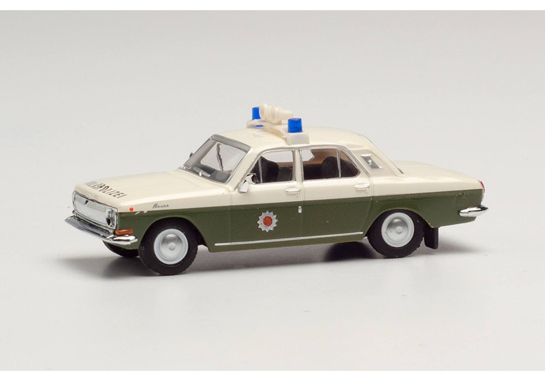 Herpa 090919 Volga M24 PEOPLE'S POLICE, 2 Rotating Lights, H0 Gauge, 1: ...
