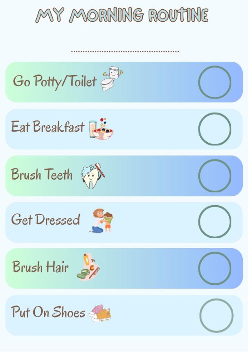 Kids Morning Routine Chart | Printable | Toddler Daily Checklist ...