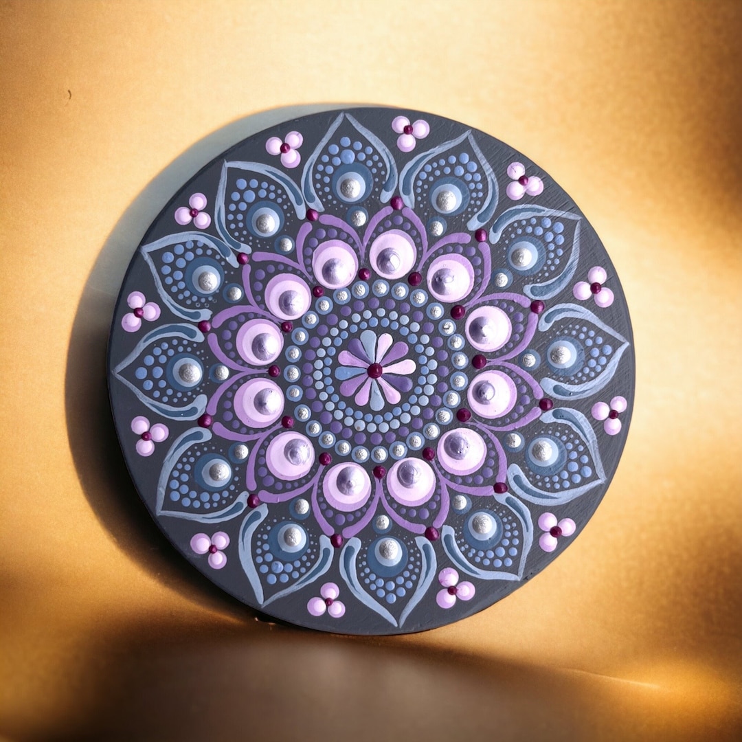 Large Hand-painted Mandala Magnet on Wood Fridge Magnet Mini Mandala in ...