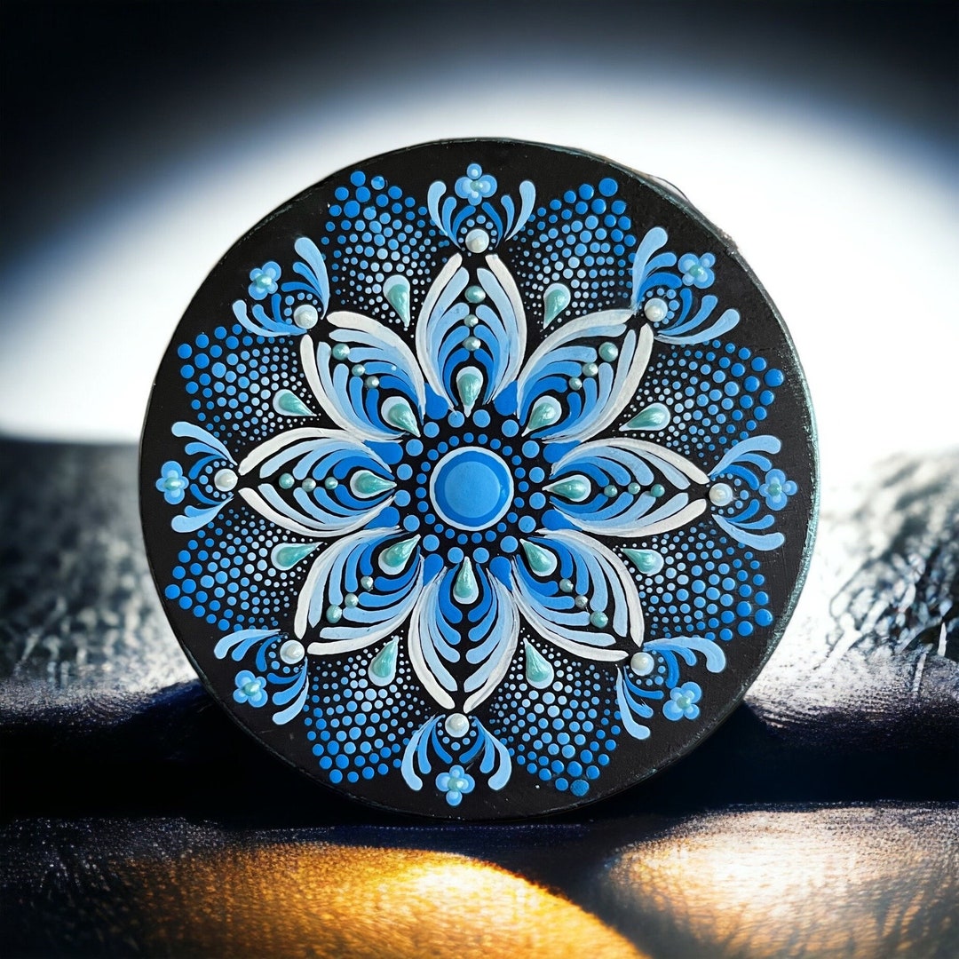 Large Mandala Magnet Hand Painted on Wood Fridge Magnet Mandala in ...