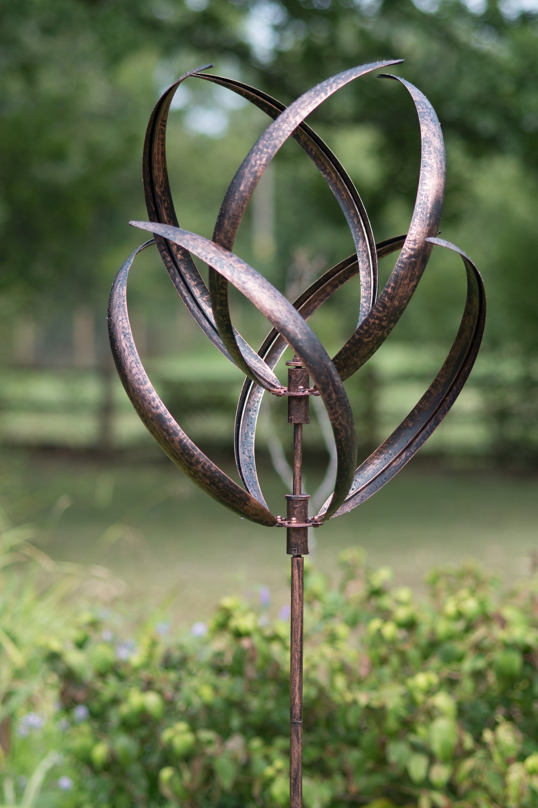 Hampton Brushed Copper Wind Sculpture Spinner 190cm Height, 56 X 56 X ...