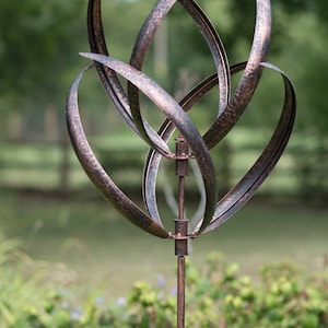 Hampton Brushed Copper Wind Sculpture Spinner 190cm Height, 56 X 56 X ...