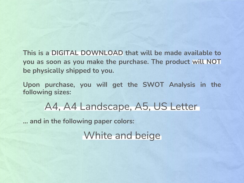 SWOT Analysis, Strength and Weaknesses Worksheet With Instructions ...