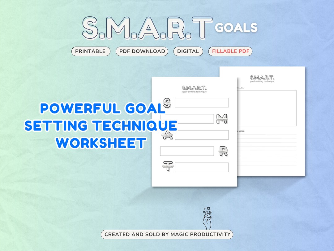 SMART Goal Setting Worksheet With Instructions, Goals, Fillable PDF ...