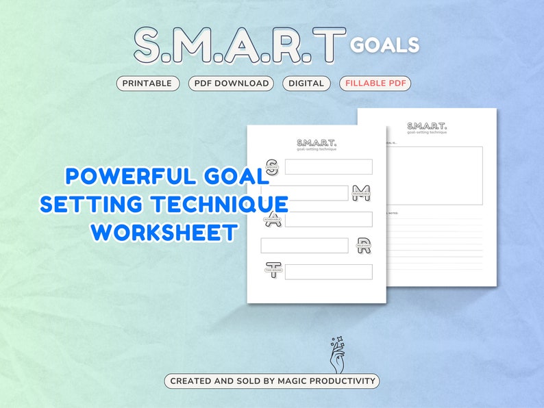 SMART Goal Setting Worksheet With Instructions, Goals, Fillable PDF ...