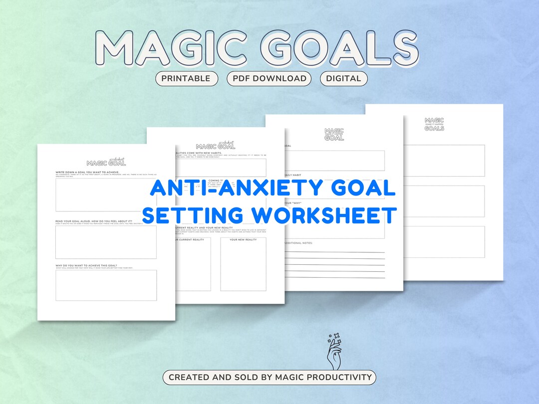 Anti-anxiety Goal Setting Worksheet With Instructions Goals - Etsy