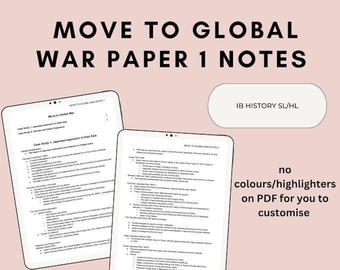 IB SL/HL Detailed History Notes Paper 2 3 International Baccalaureate ...