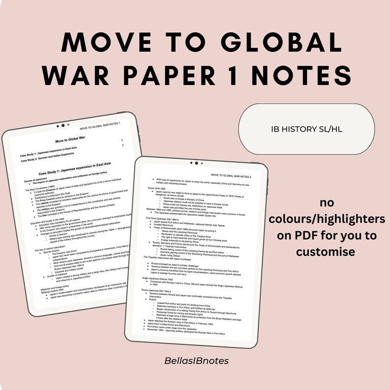 IB History SL/HL Move to Global War Notes (japan, Germany, Italy) - Etsy