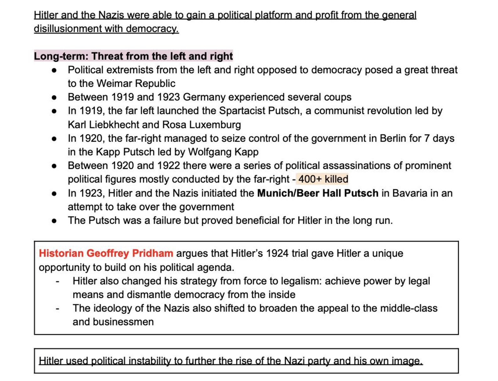 IB History SL/HL Hitler Rise to Power Paper 2 Notes - Etsy
