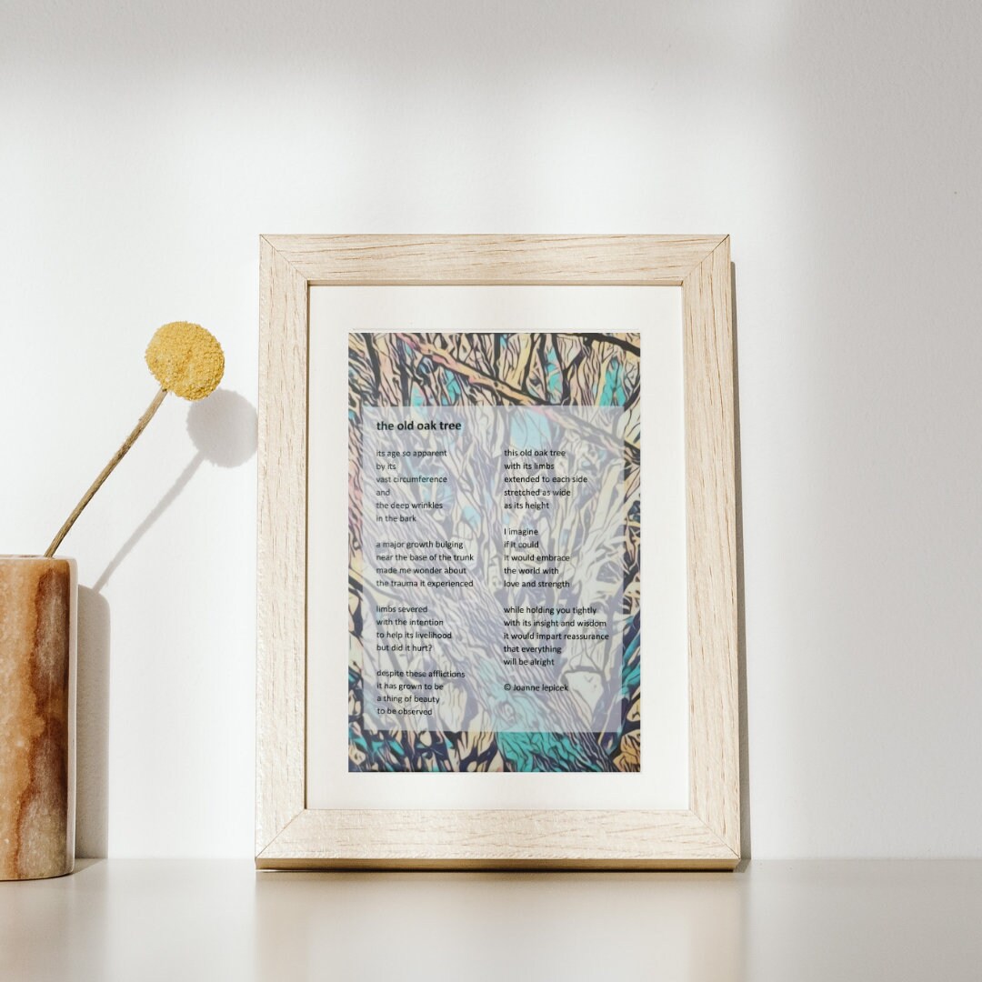 Original Poem The Old Oak Tree 5x7 Poetry Postcard Nature Inspired Art ...