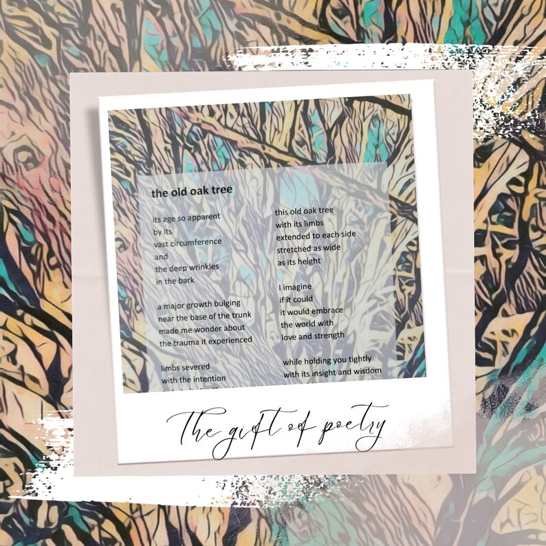 Original Poem The Old Oak Tree 5x7 Poetry Postcard Nature Inspired Art ...