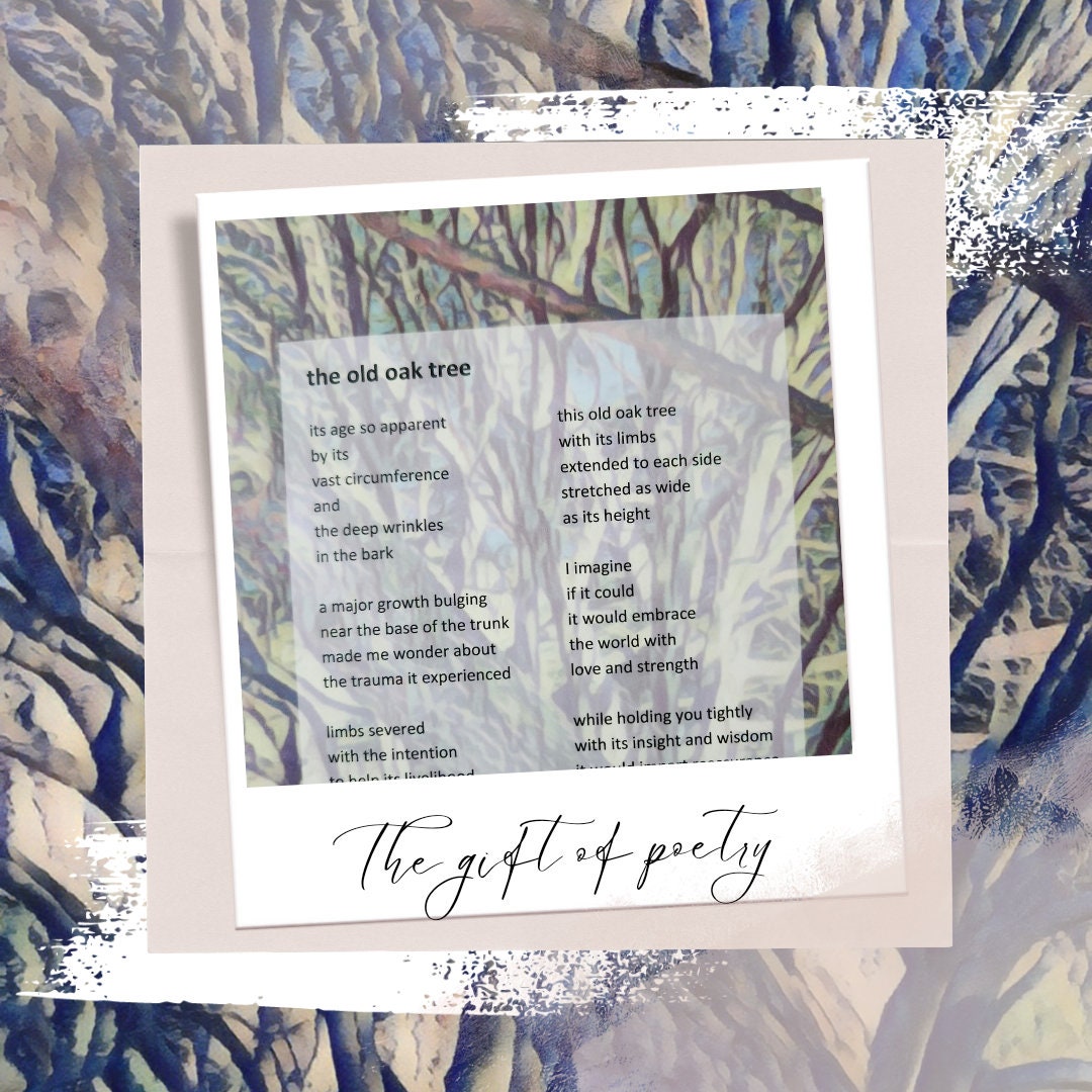 Original Poem the Old Oak Tree 5x7 Poetry Postcard Nature Inspired Art ...
