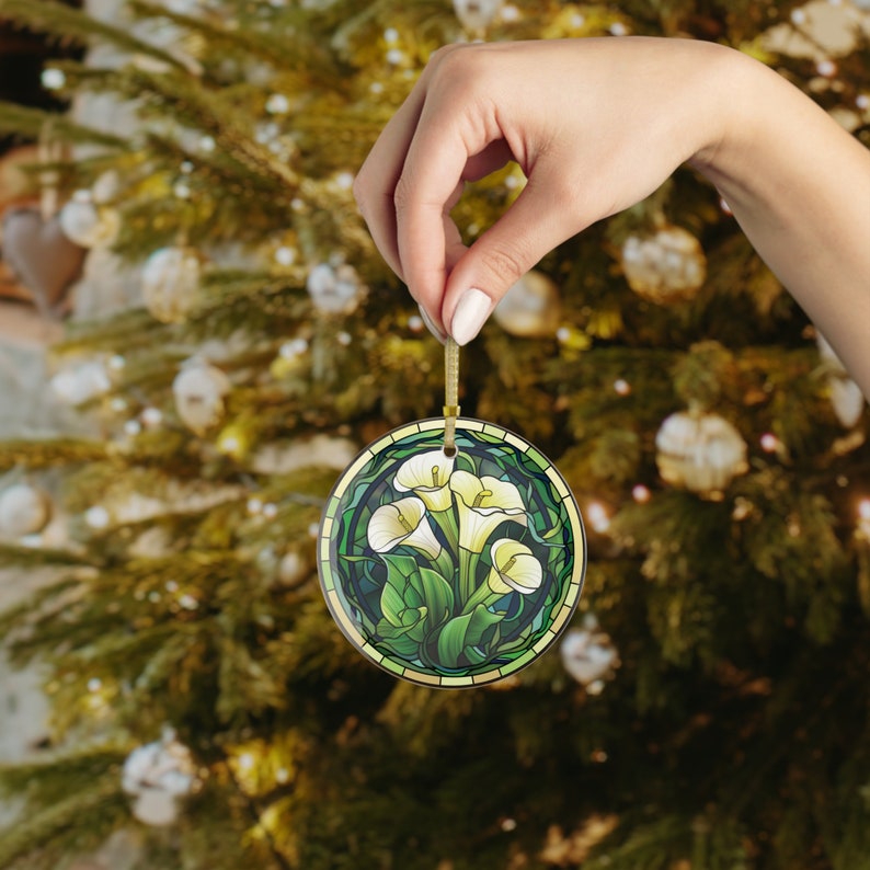 Elegant Calla Lily Stained Glass Style Suncatcher: Holiday Ornament ...