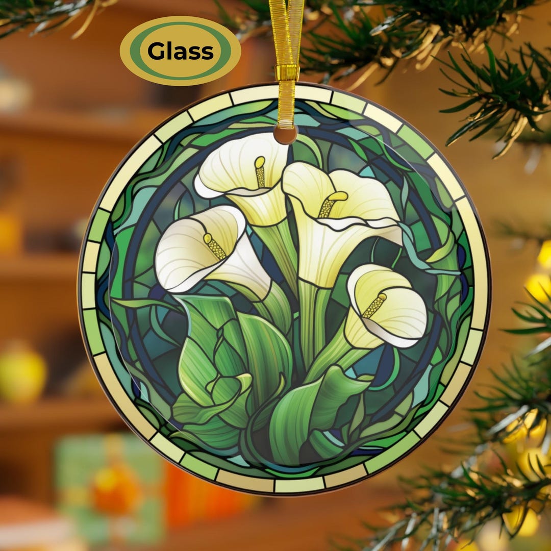 Elegant Calla Lily Stained Glass Style Suncatcher: Holiday Ornament ...