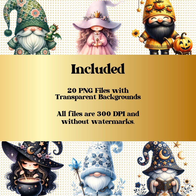Fantasy Gnome Clipart Bundle: 20 PNG Medieval Fairy Tale Characters for ...