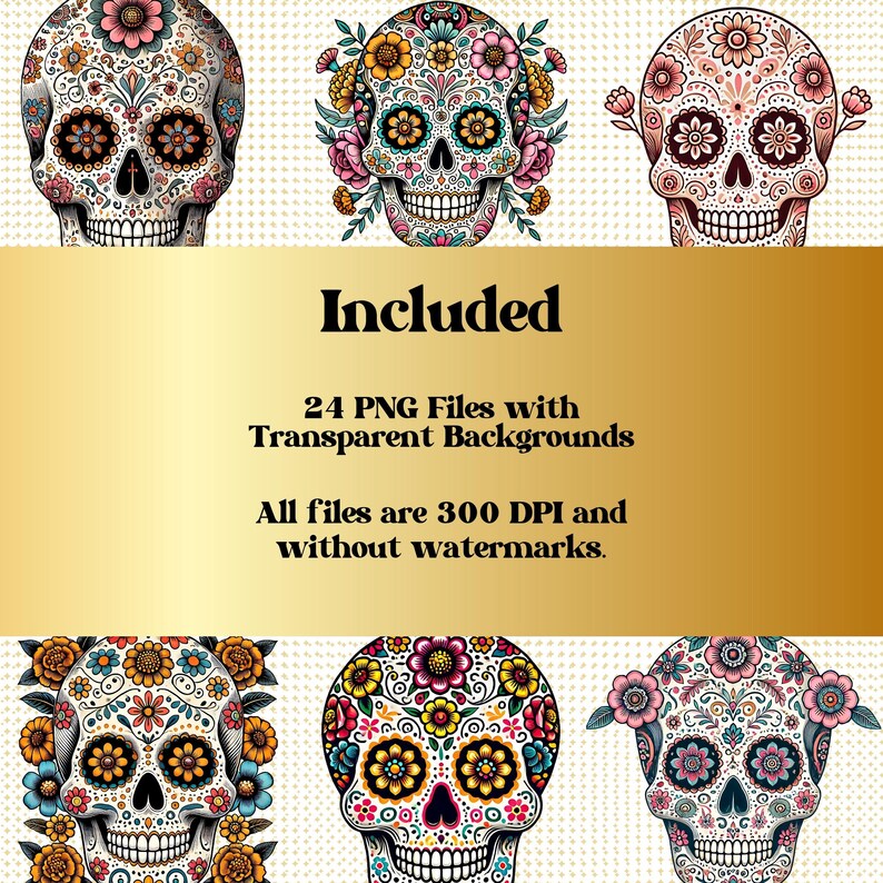 Sugar Skull PNG Collection, Day of the Dead Clipart Set, Dia De Los ...