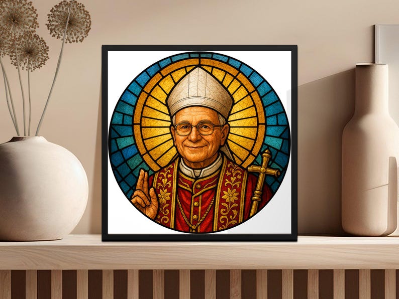 Pope Leo XIV Stained Glass PNG Bundle: Catholic Clipart (digital ...