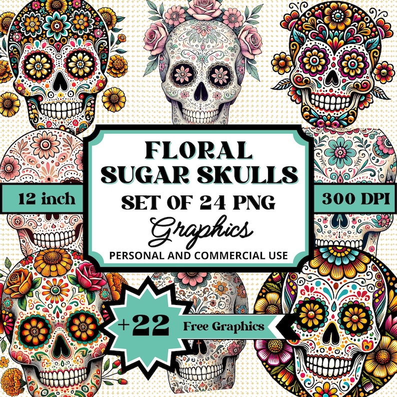 Sugar Skull PNG Collection, Day of the Dead Clipart Set, Dia De Los ...