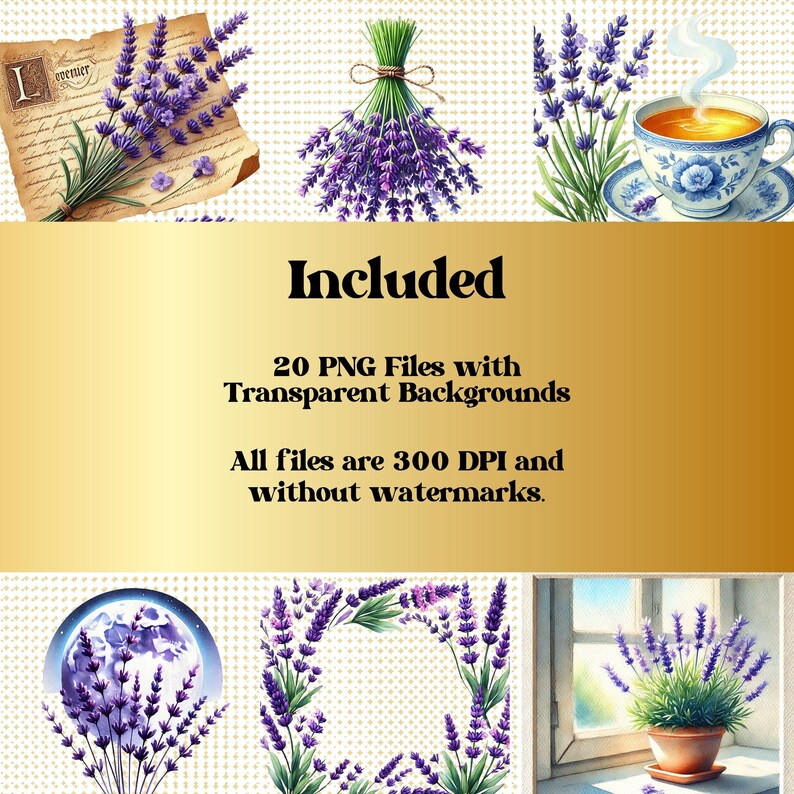 Lavender Flower PNG Set, Floral Clipart Bundle for Sublimation, Perfect ...