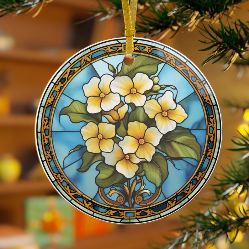 Primrose Glass Christmas Ornament, Stained Glass Style Suncatcher ...