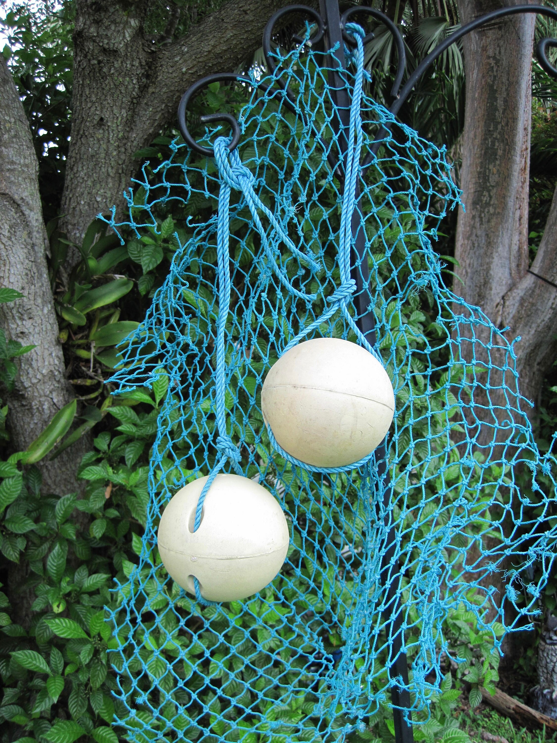 2 Fishing Net Floats Buoys With Fishing Net Nautical Coastal Decor - Etsy