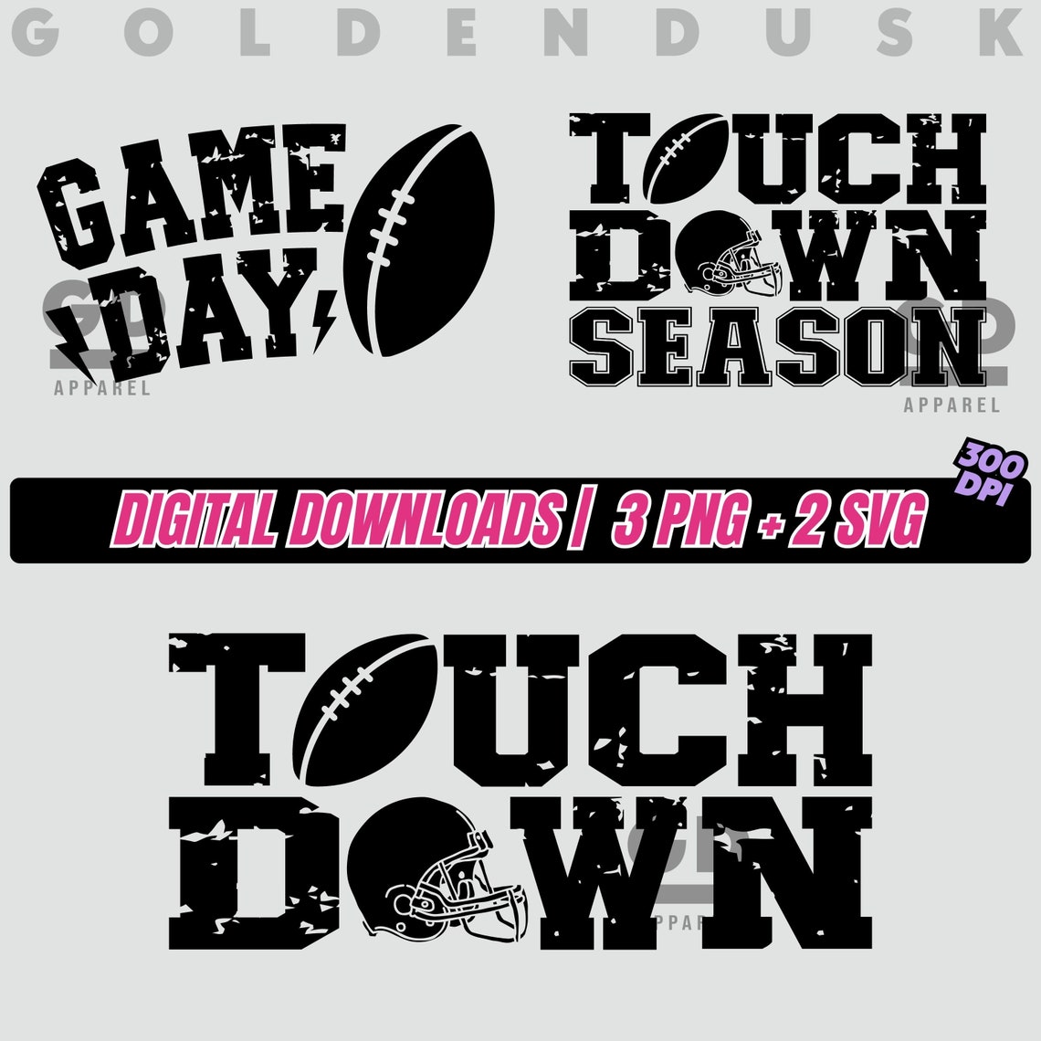 Retro Football Png Bundle, Football Svg Bundle, Touchdown Png ...