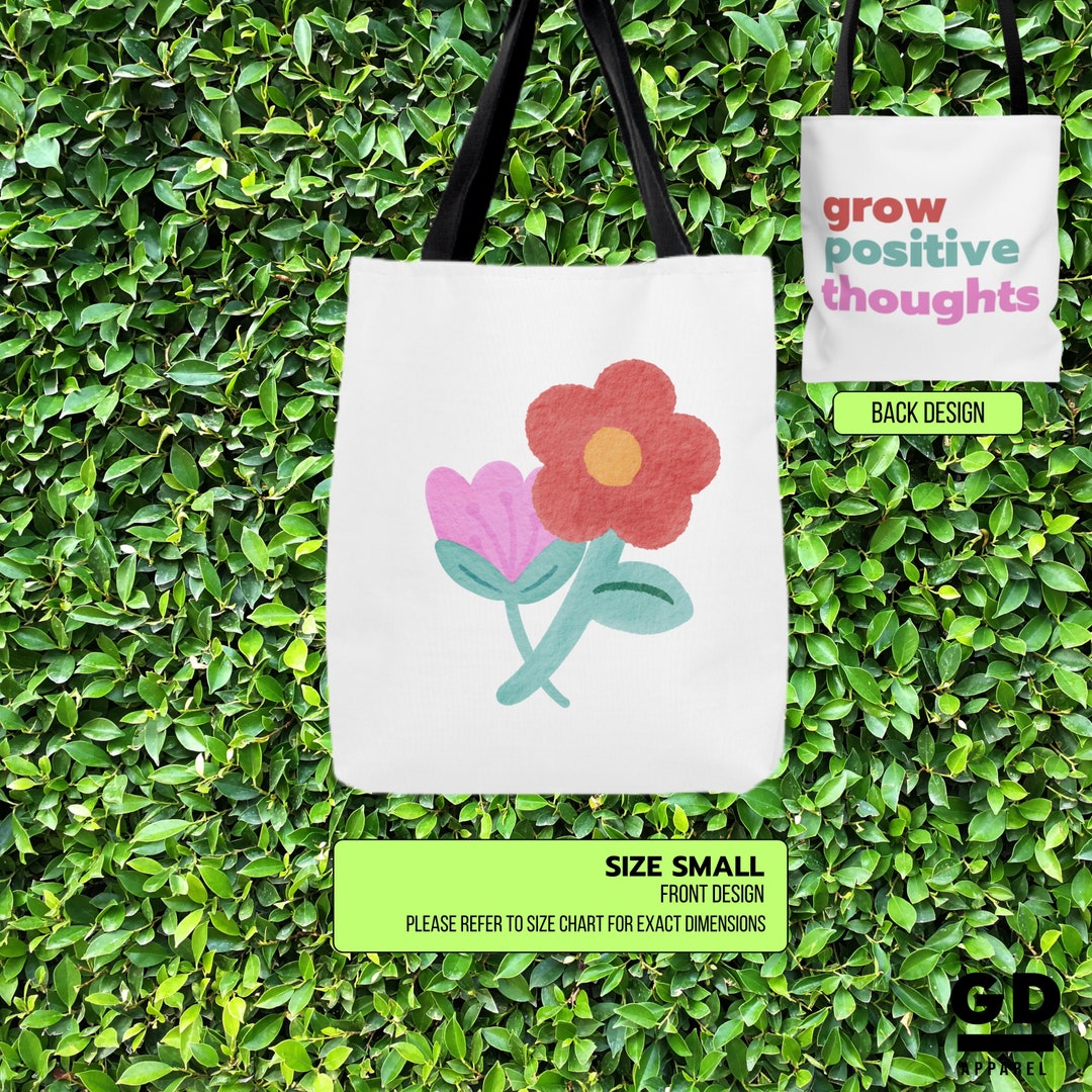 Positive Quotes Tote Bag Aesthetic Tote Bag Gardening Totebag, Flower ...