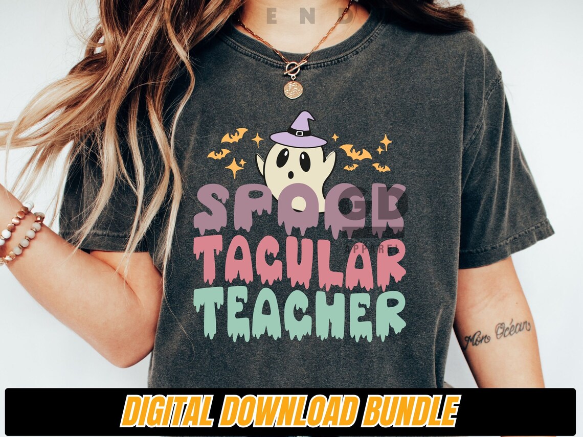 Retro Teacher Png Bundle, Halloween Png Bundle, Halloween Svg, School ...