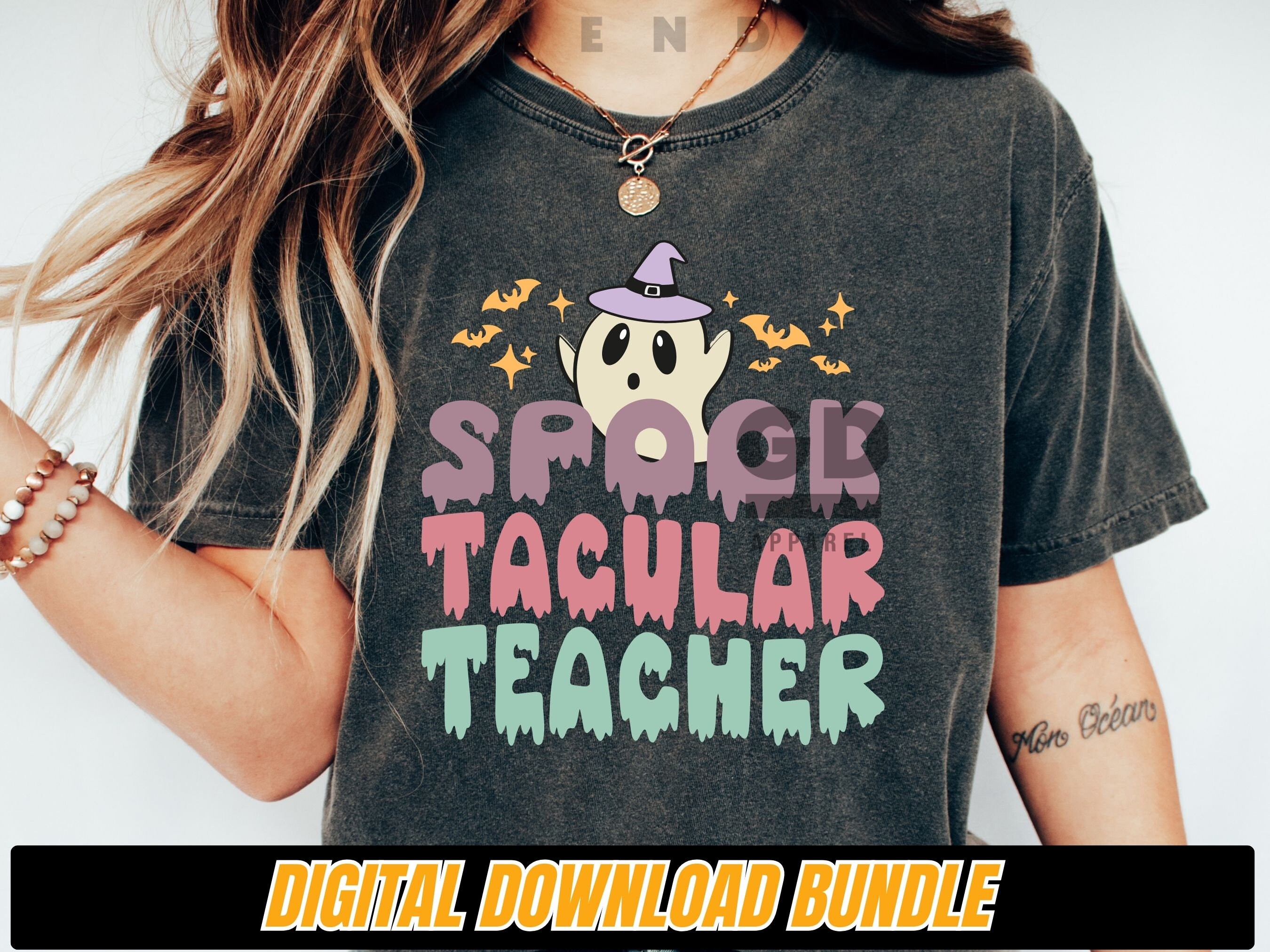 Retro Teacher Png Bundle, Halloween Png Bundle, Halloween Svg, School ...