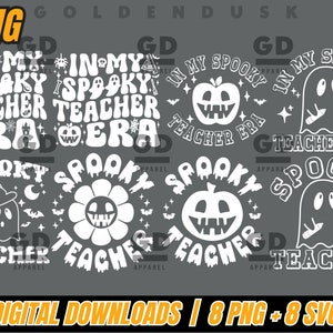 Retro Teacher Png Bundle, Halloween Png Bundle, Halloween Svg, School ...