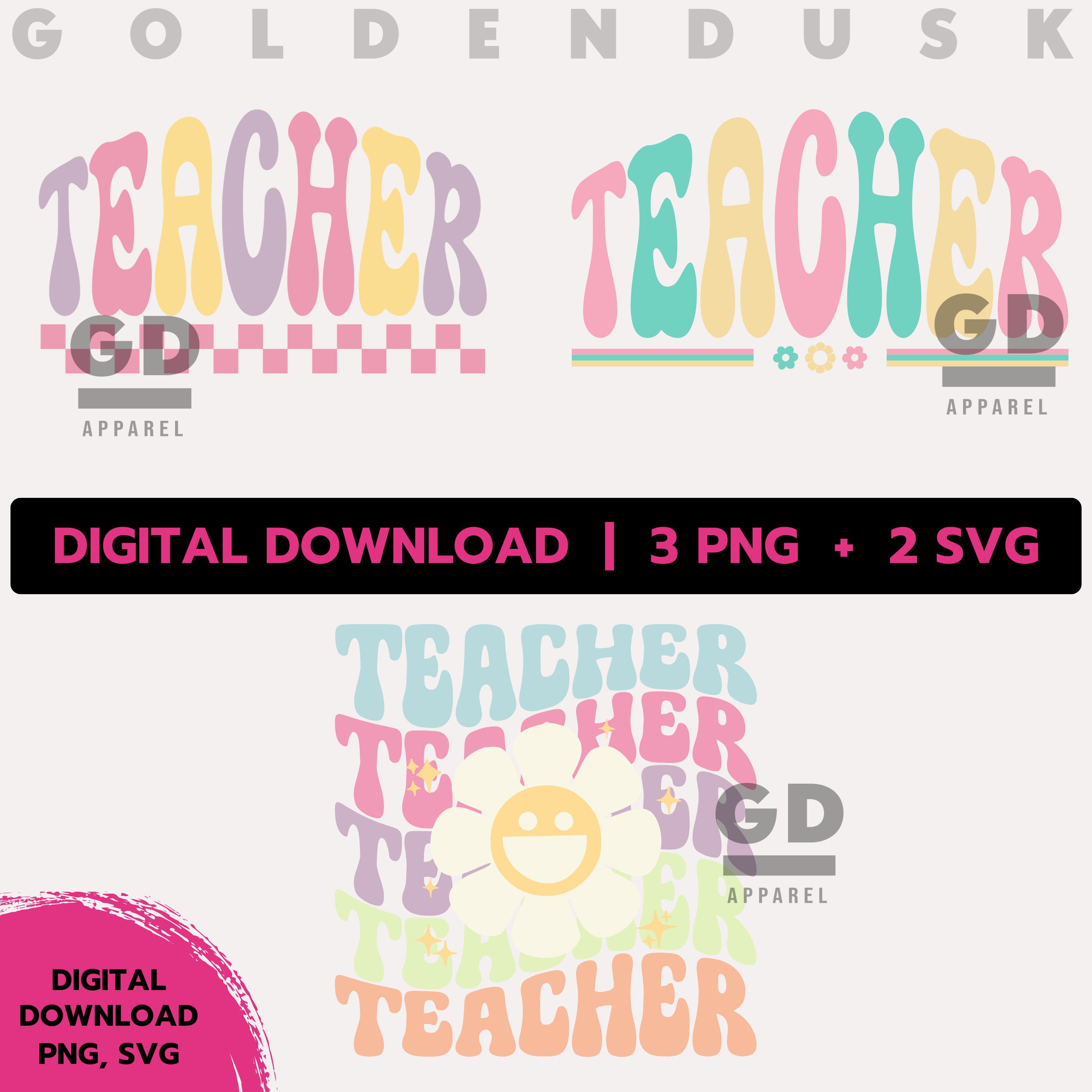 Retro Teacher Png Bundle Back to School Png, Retro School Png, Back to ...