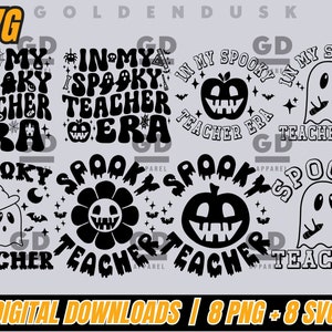 Retro Teacher Png Bundle, Halloween Png Bundle, Halloween Svg, School ...