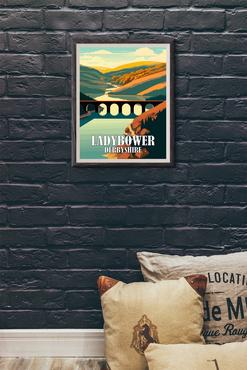 Vintage Ladybower Poster, Peak District, Derbyshire, Printable Wall Art ...