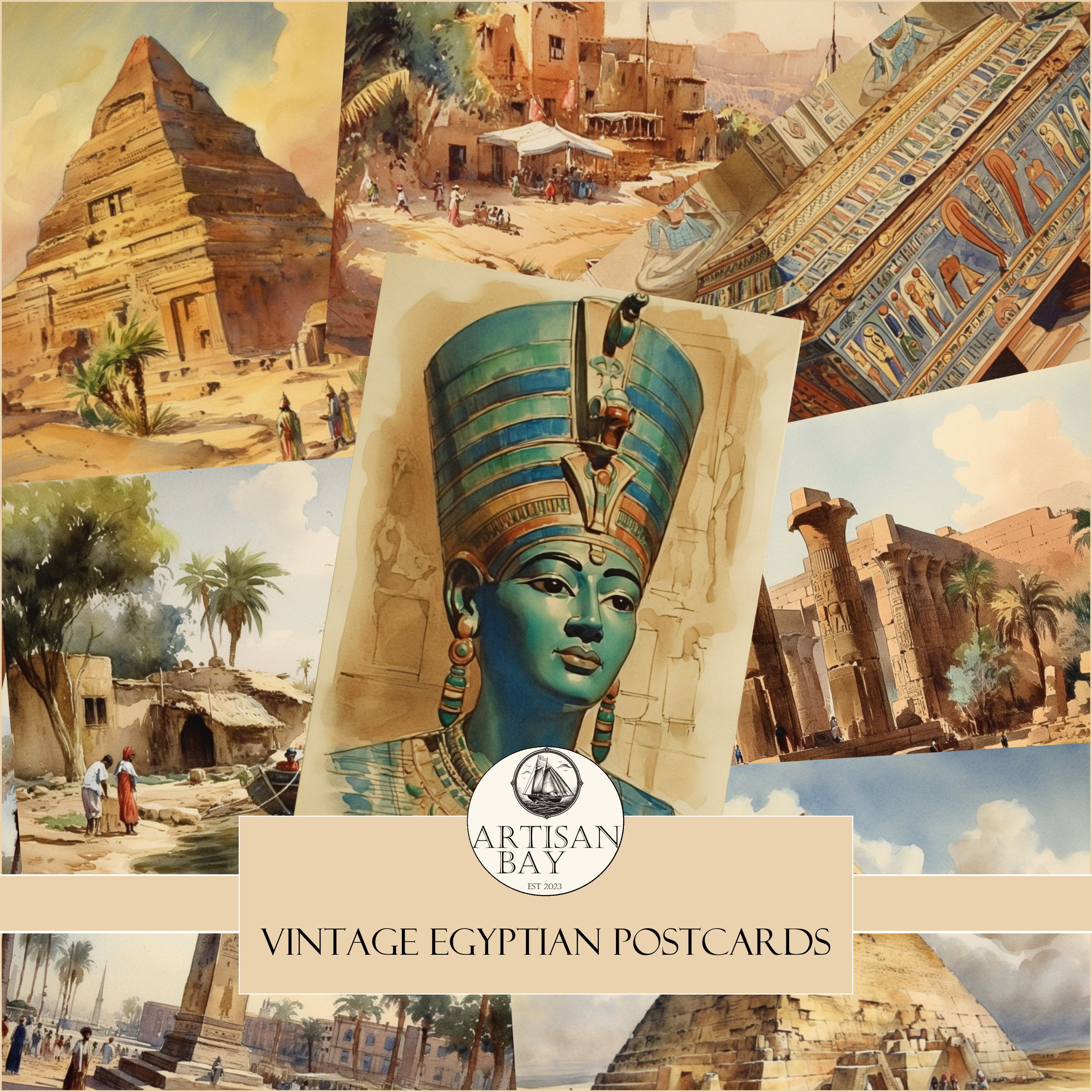 Vintage Egyptian Postcards, Egyptian Postcards, Postcards, Printable ...