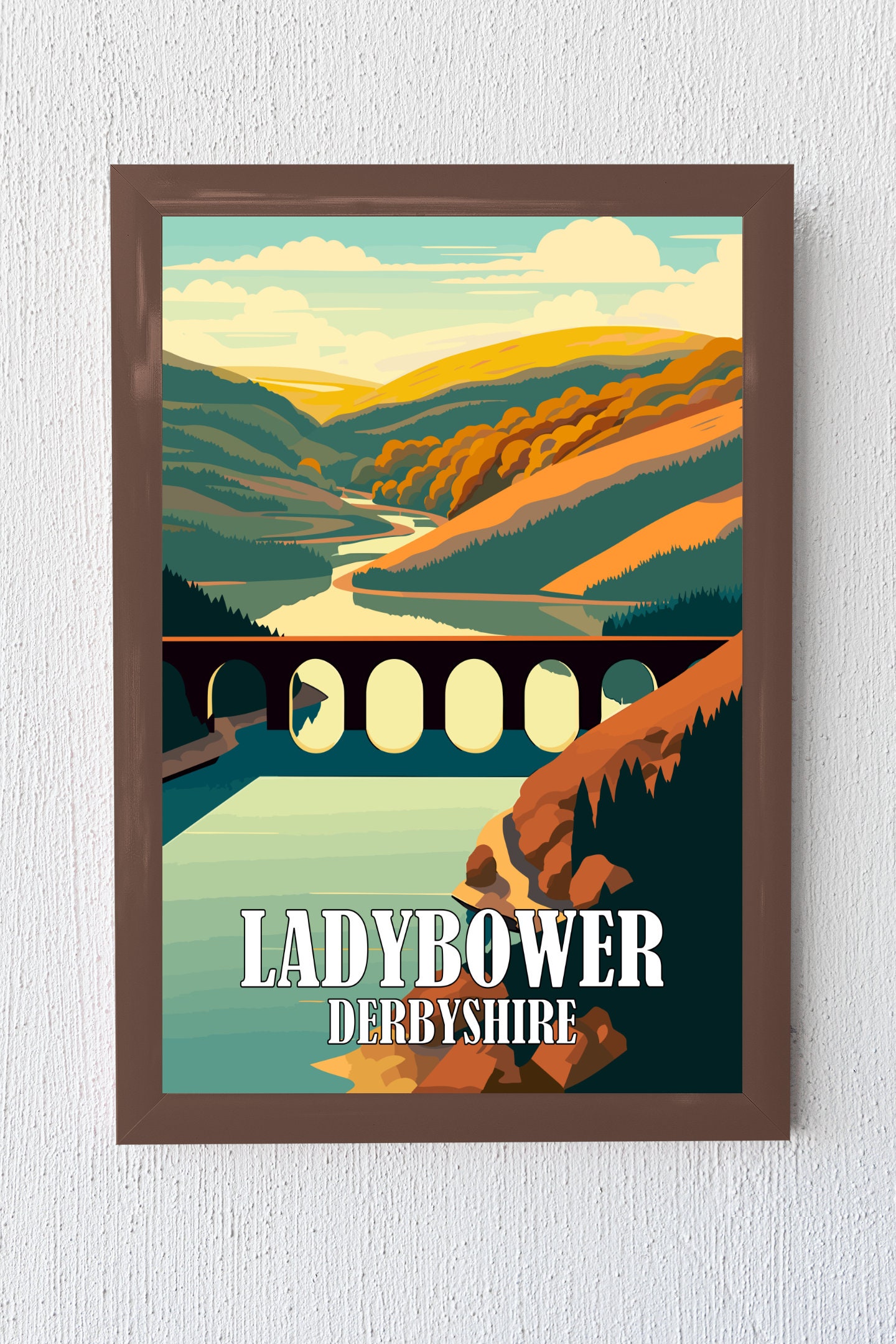 Vintage Ladybower Poster, Peak District, Derbyshire, Printable Wall Art ...
