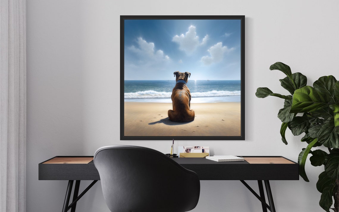 Boxer at the Beach, Rafal Olbinski Style Art Signed and Numbered Print ...