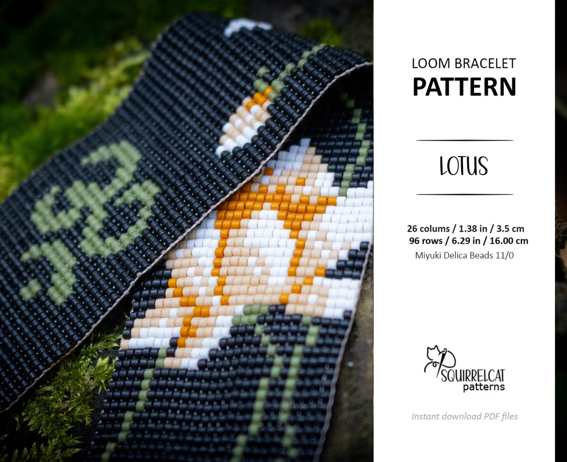 Lotus Flower, Om Symbol Loom Bead Bracelet Pattern, Loom Beading ...