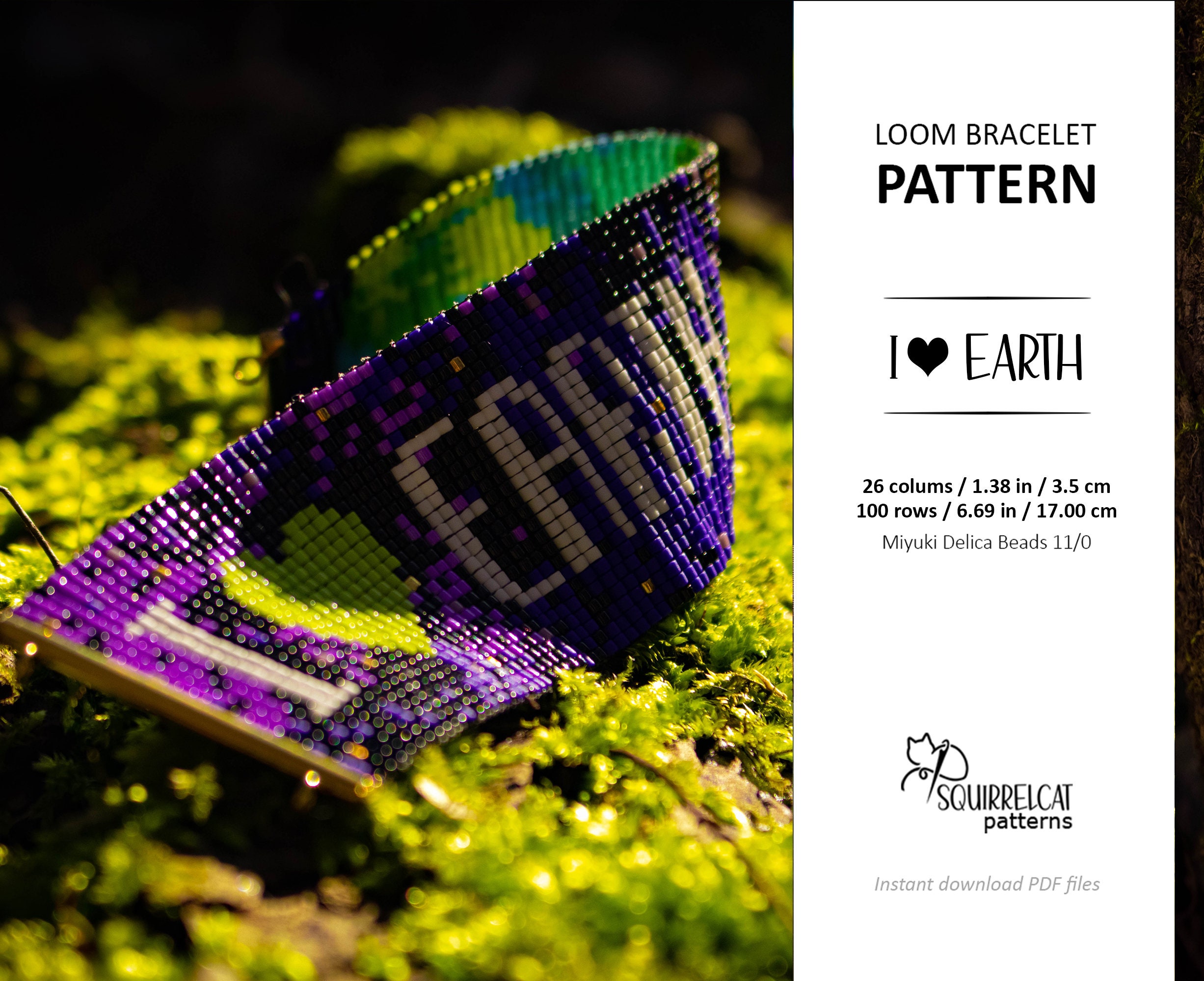 I LOVE EARTH Loom Bead Bracelet Pattern: Save the Planet (PDF Pattern ...