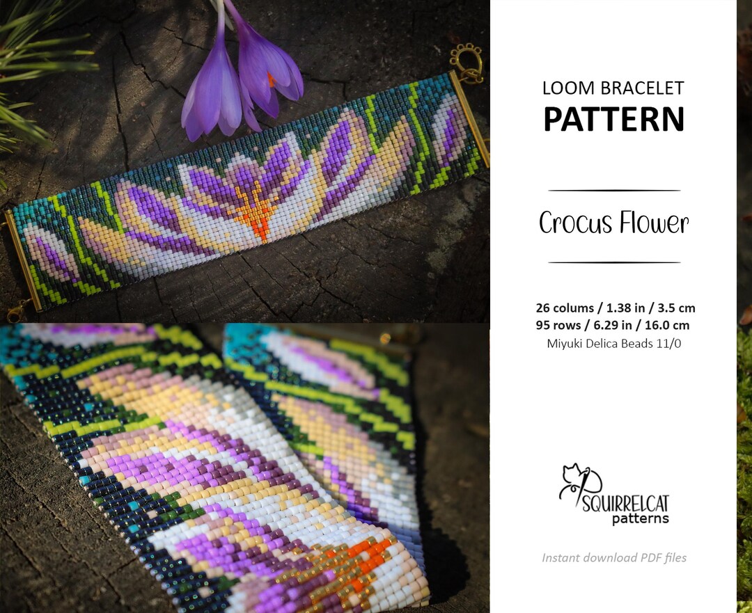 Crocus Flower Loom Bead Bracelet Pattern (PDF Pattern) - Etsy