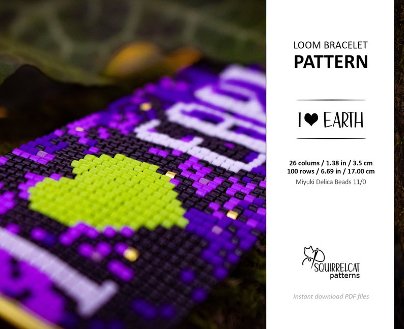 I LOVE EARTH Loom Bead Bracelet Pattern: Save the Planet (PDF Pattern ...