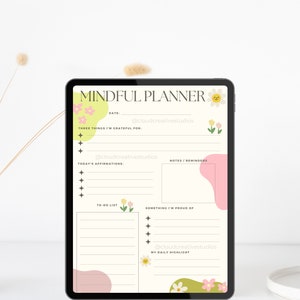 Mindful Digital Daily Planner, Printable Daily Planner, Digital Planner ...