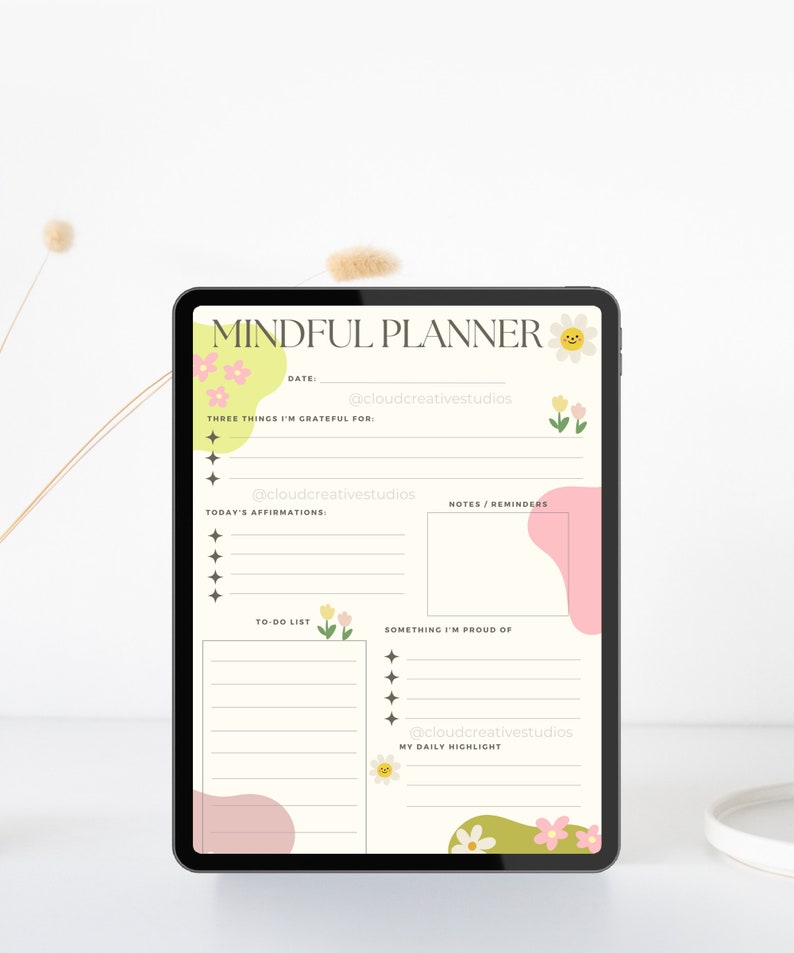 Mindful Digital Daily Planner, Printable Daily Planner, Digital Planner ...