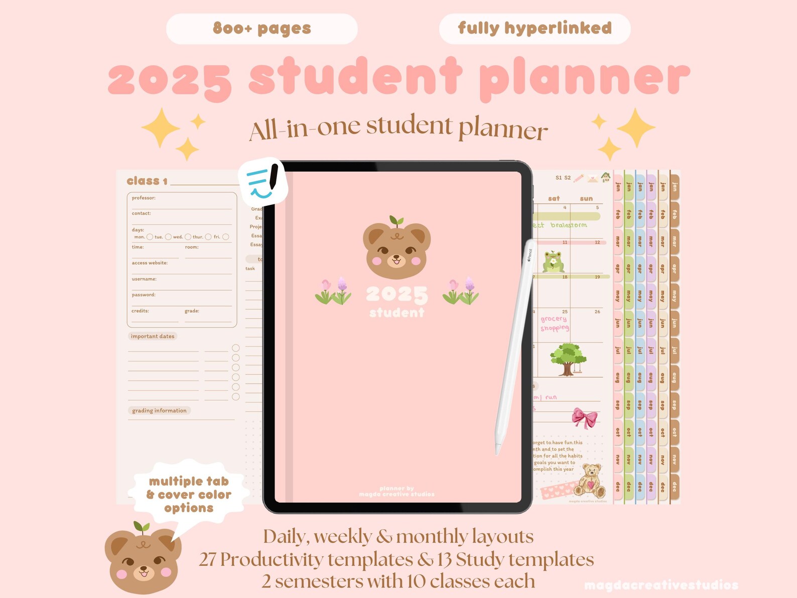 2025 Digital Student Planner | Academic Planner | College Planner ...