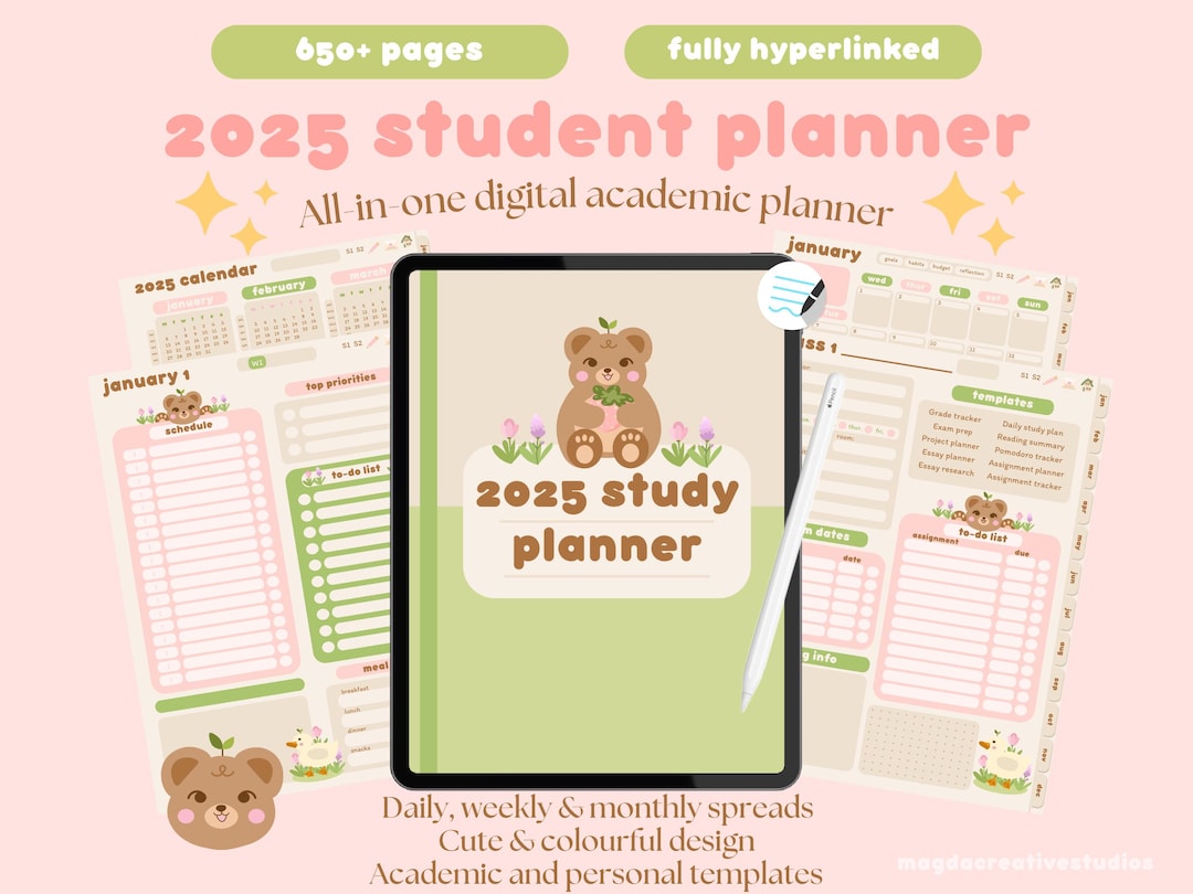 2025 Student Digital Planner | Academic Planner | College Planner ...
