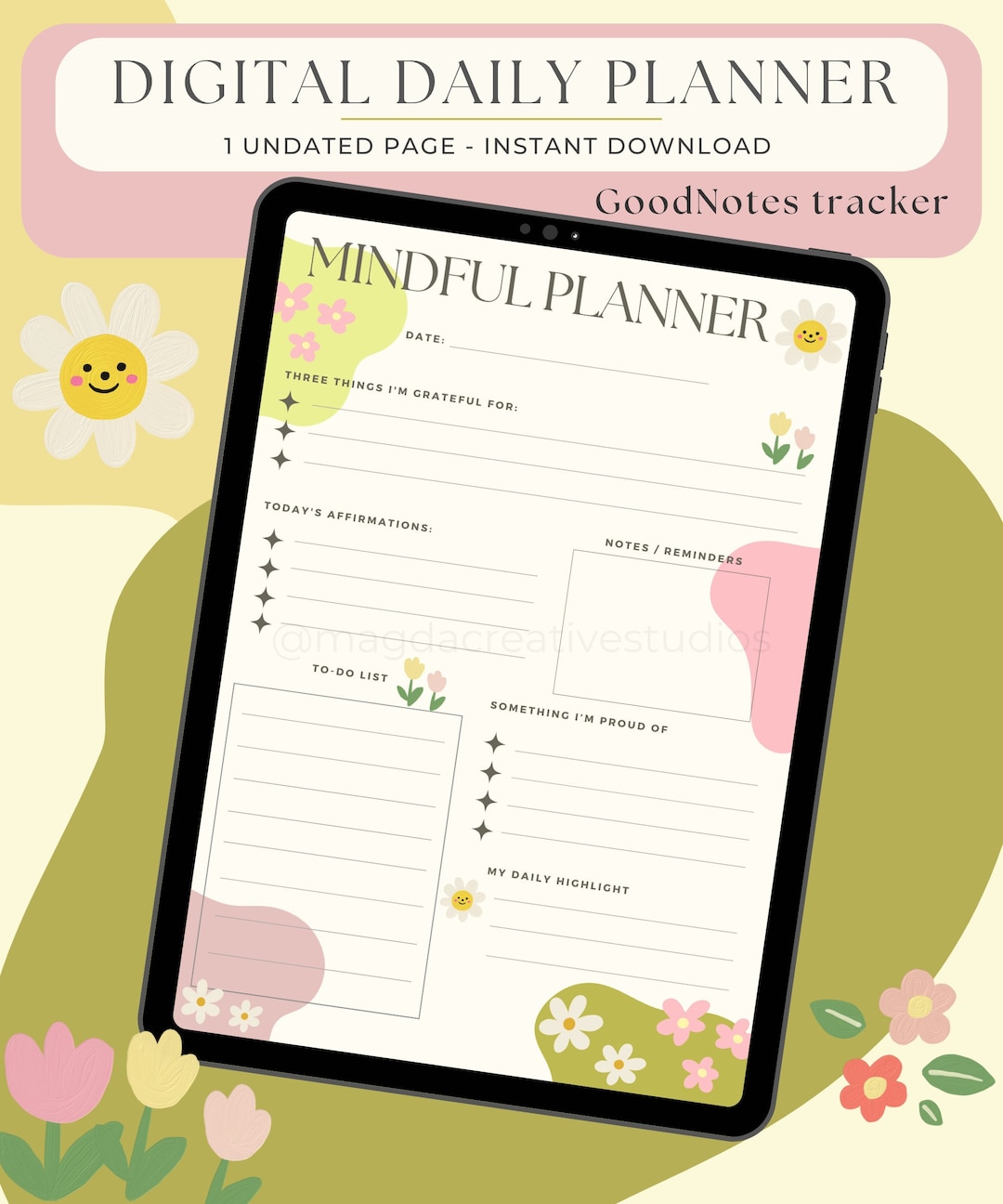 Mindful Digital Daily Planner, Printable Daily Planner, Digital Planner ...
