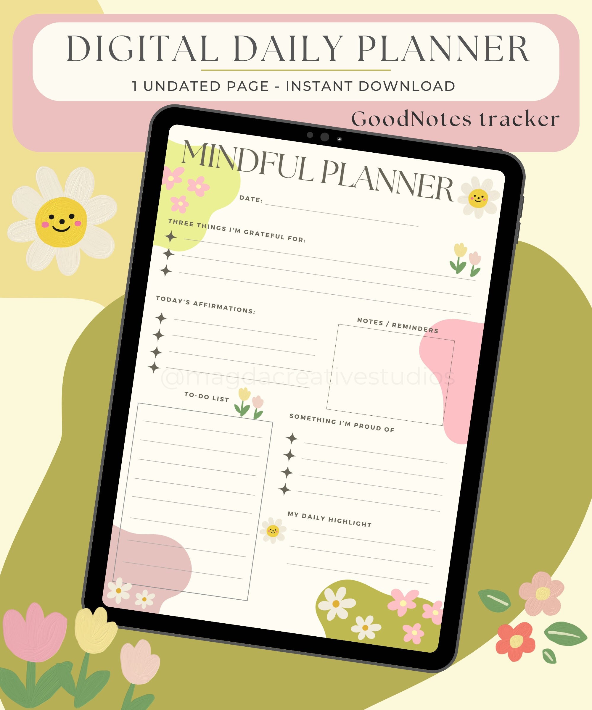 Mindful Digital Daily Planner, Printable Daily Planner, Digital Planner ...